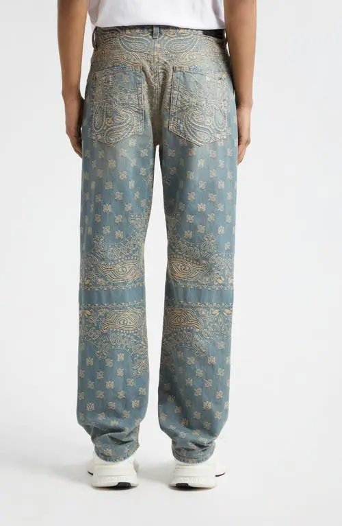 Amiri Bandana Jacquard Straight Leg Jeans In Crafted Indigo - 76
